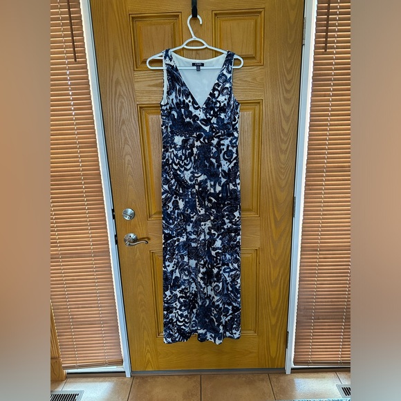 Chaps | Dresses | Chaps Large Maxi Dress Navy White | Poshmark